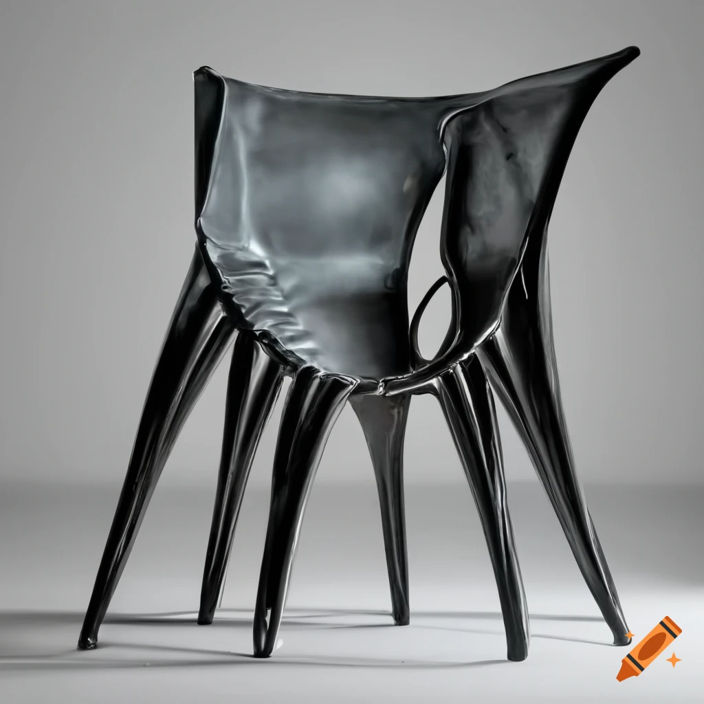 Old period, black glossy, creature-like postmodern error chair with ...