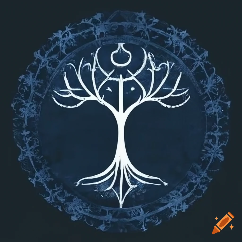 Esoteric, Dark Academia, Blue, Tree, Angel, Logo, High Quality, Simple ...