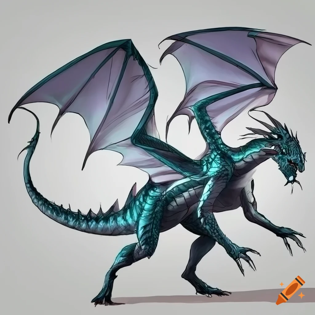 Dragon full length body, concept designs with side view, mild colouring ...
