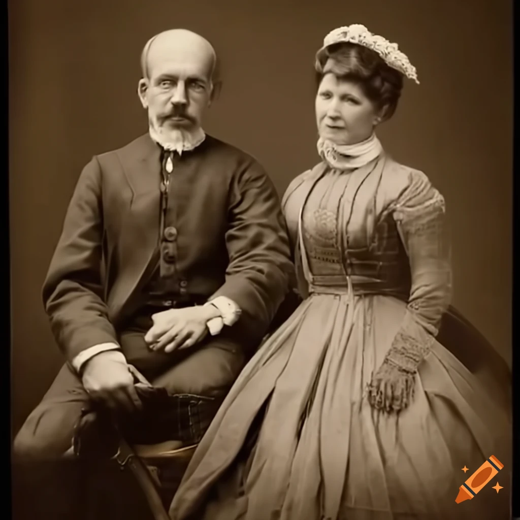 A happy mid working class victorian husband and wife, 4k, looking at ...