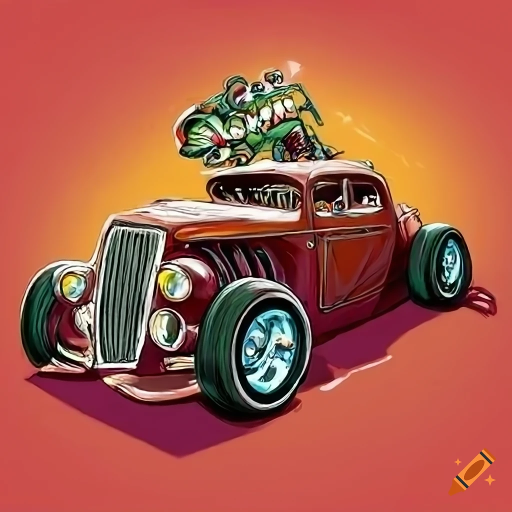 Hot Rod Cartoon Art Vehicle Cartoon Commission Hotrod Style | Pronk