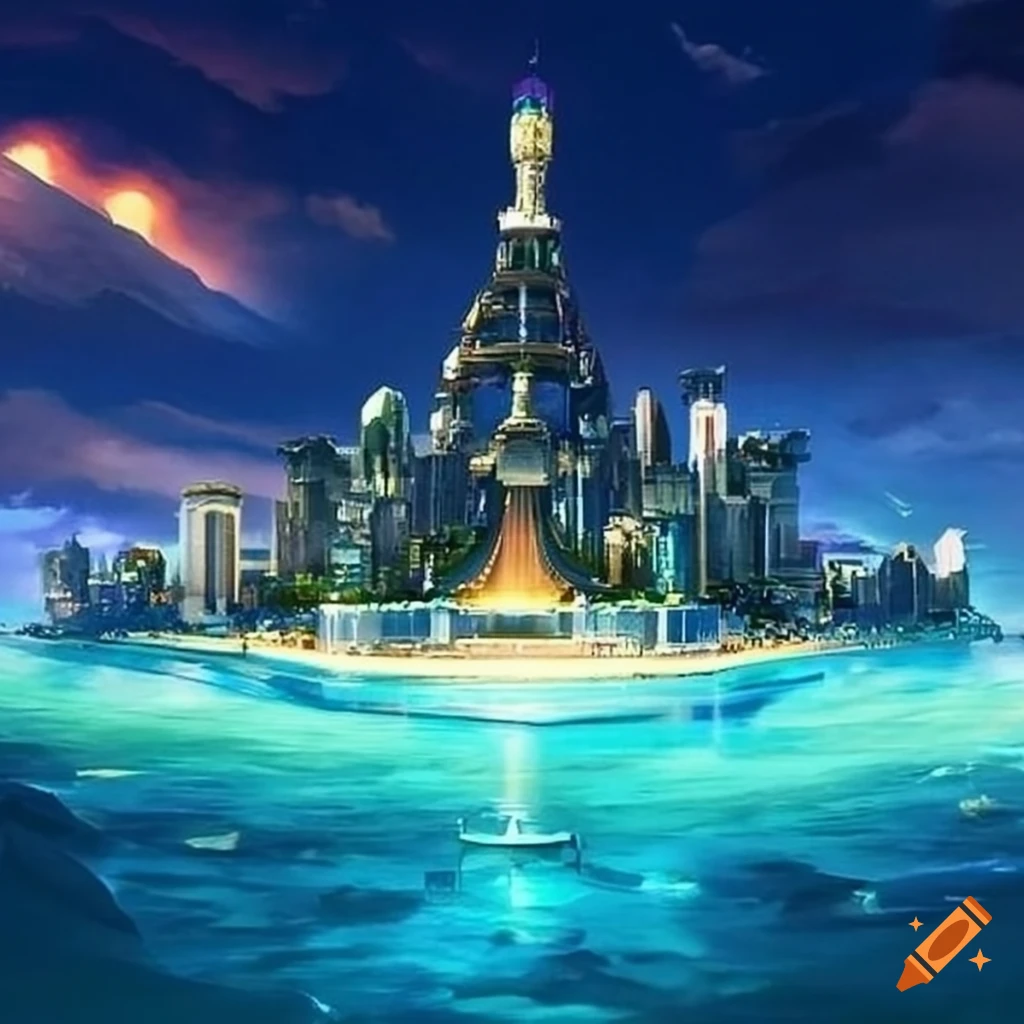 Anime inspired city of atlantis on Craiyon