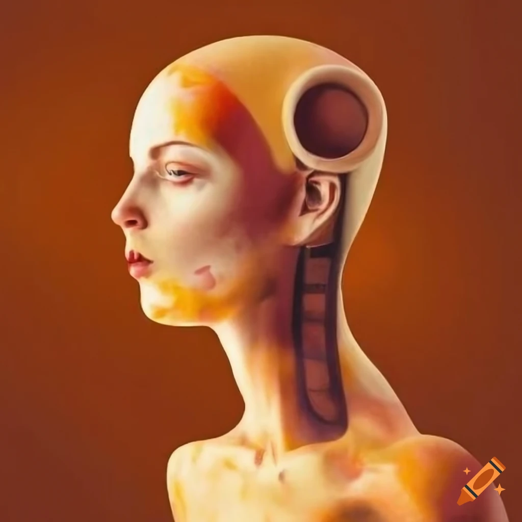 Strange degenerate mysterious woman man body madness against the ...