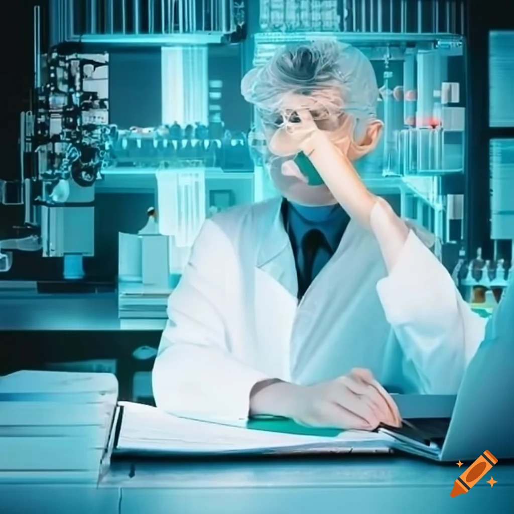 Scientist writing his next research paper on Craiyon