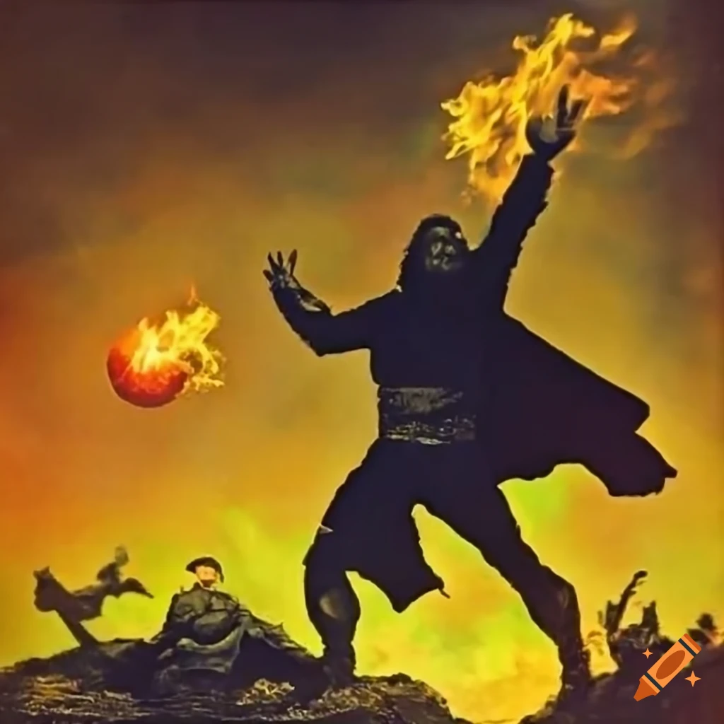 Polish wizard soldier wearing a long, black cape and kevlar throwing a ...