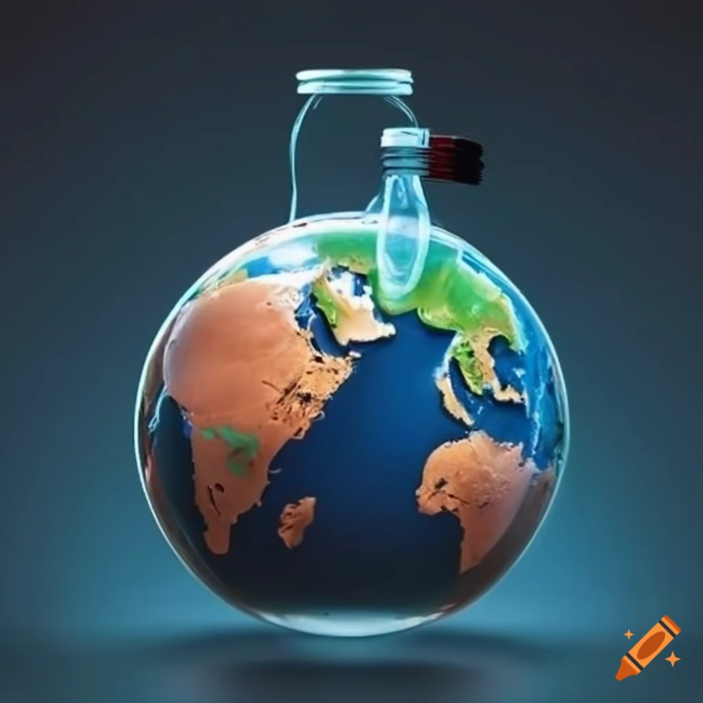 Show earth inside a plastic bottle