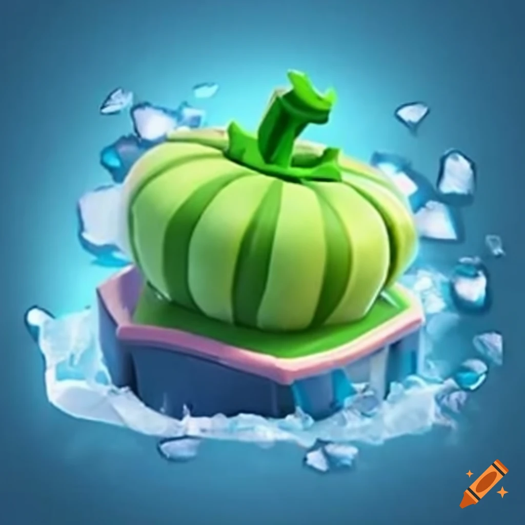 Clash royale mobile game magic frozen vegetable inside ice on Craiyon