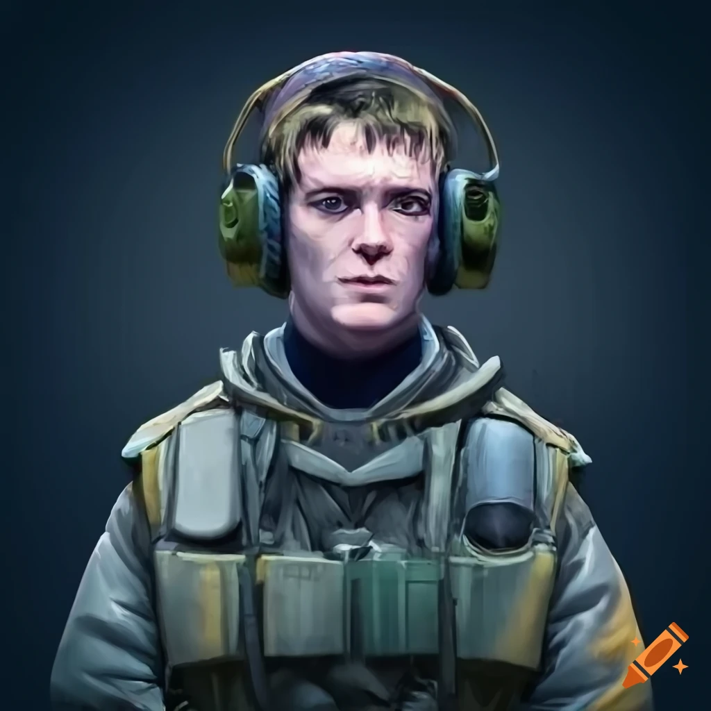 Serious portrait of a white male colonial marines pilot