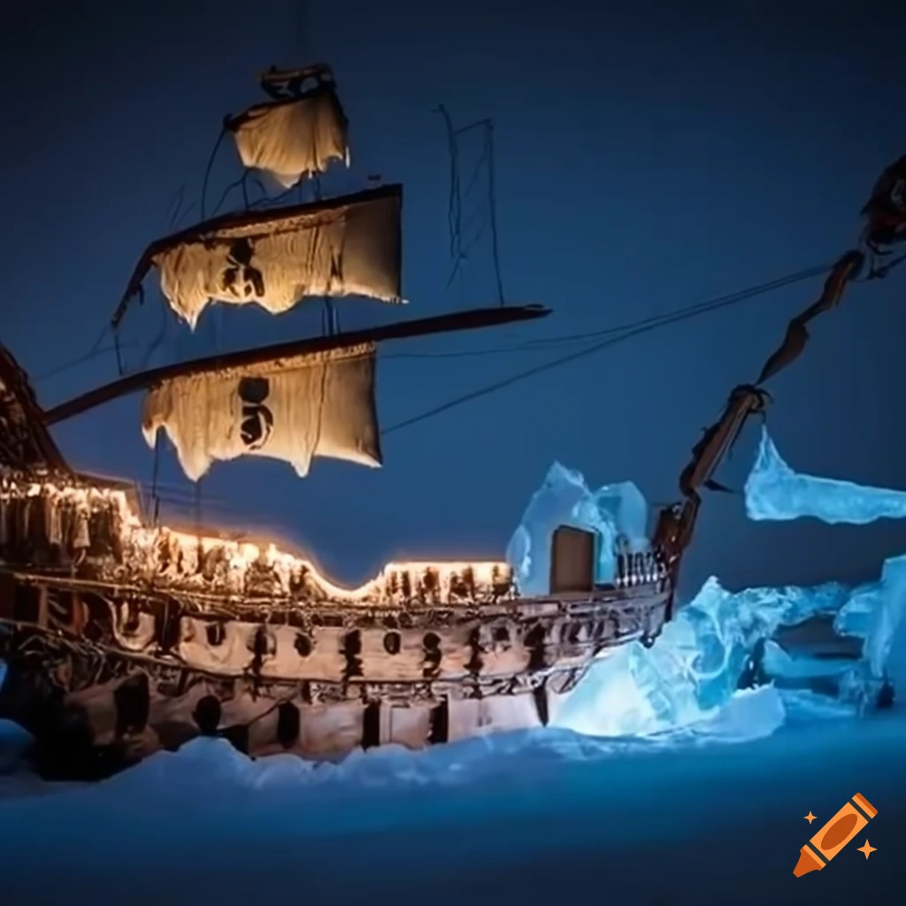 Pirate ship made of ice on Craiyon