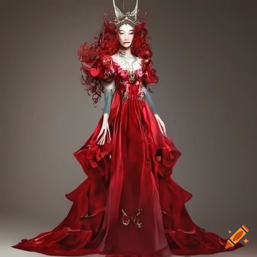 Fantasy queen red dress on Craiyon