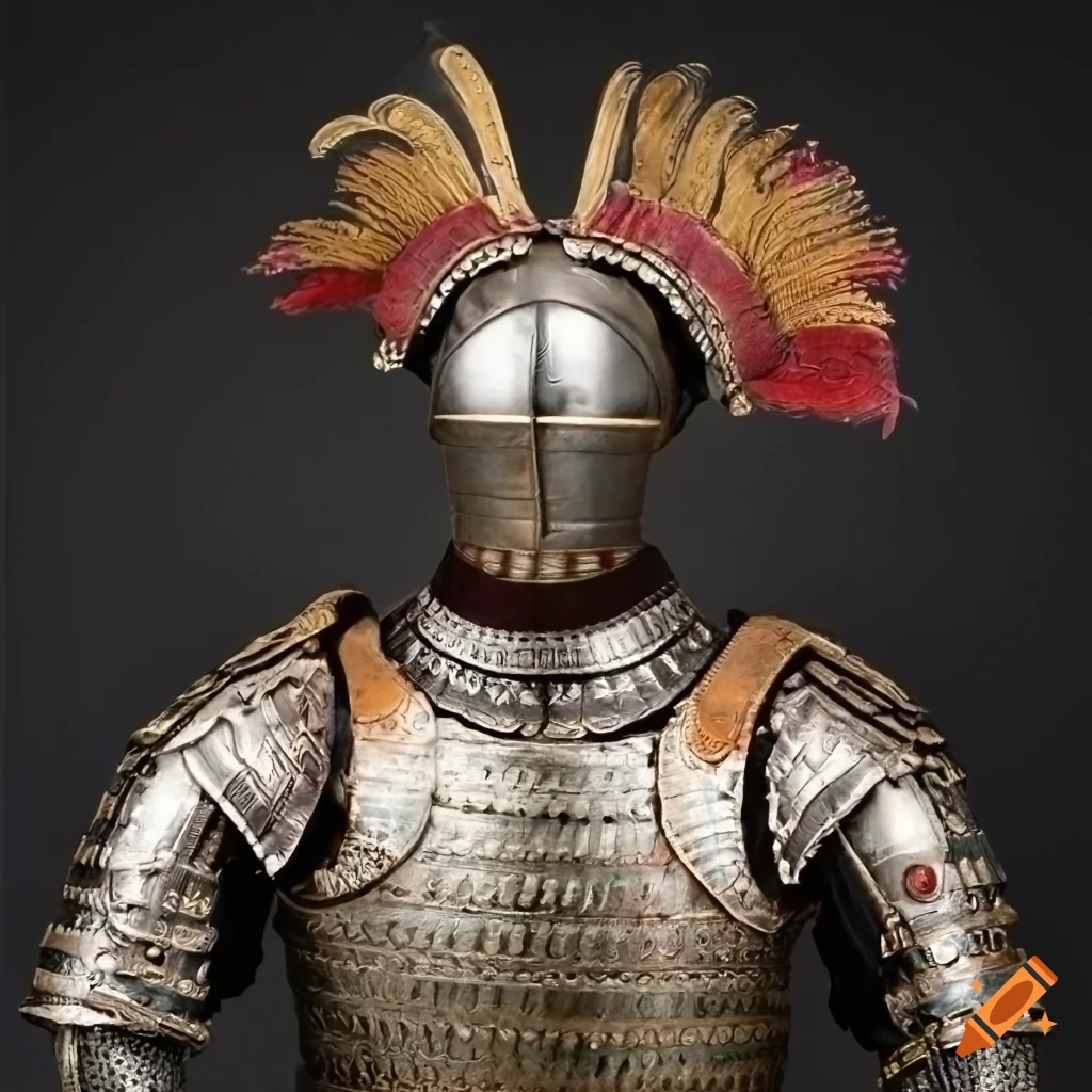 A suit of plate armor but as an aztec would have worn, with eagle ...