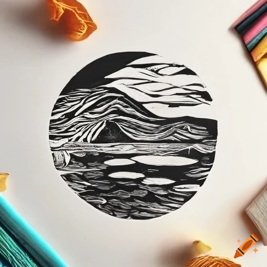 Nature lino print on Craiyon