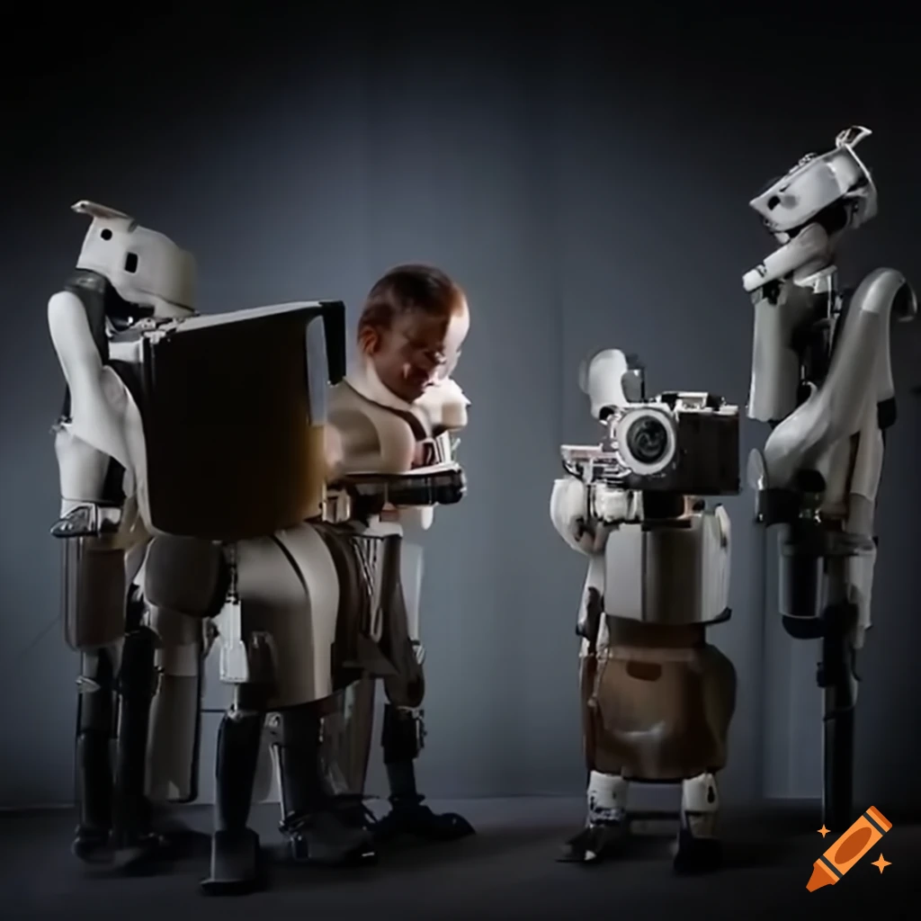 A team of curious robots exploring their surroundings