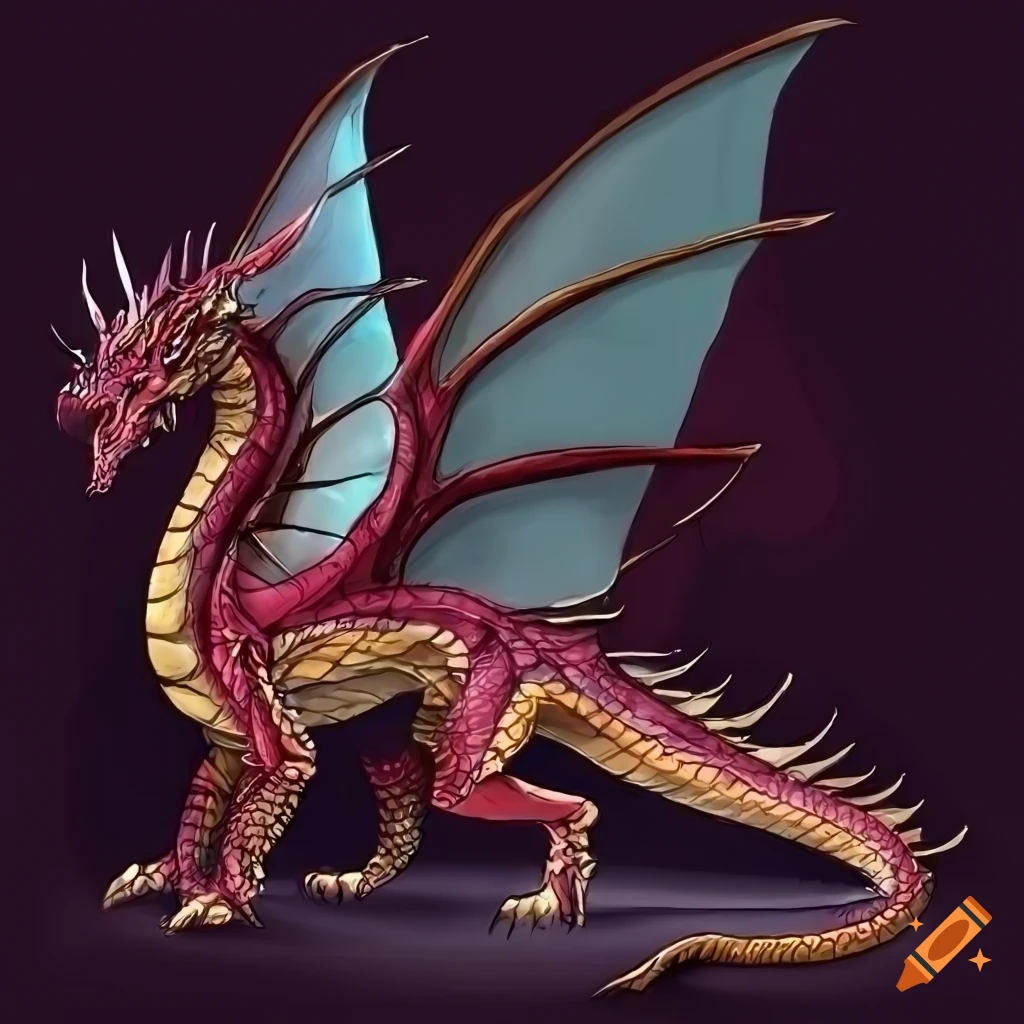 Dragon full length body, concept designs with side view, detailed ...