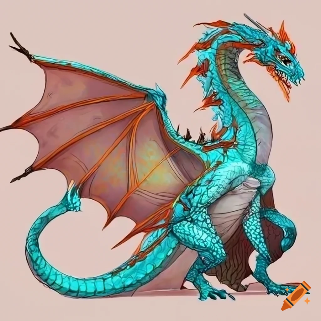 Dragon full length body, concept designs with side view, detailed ...