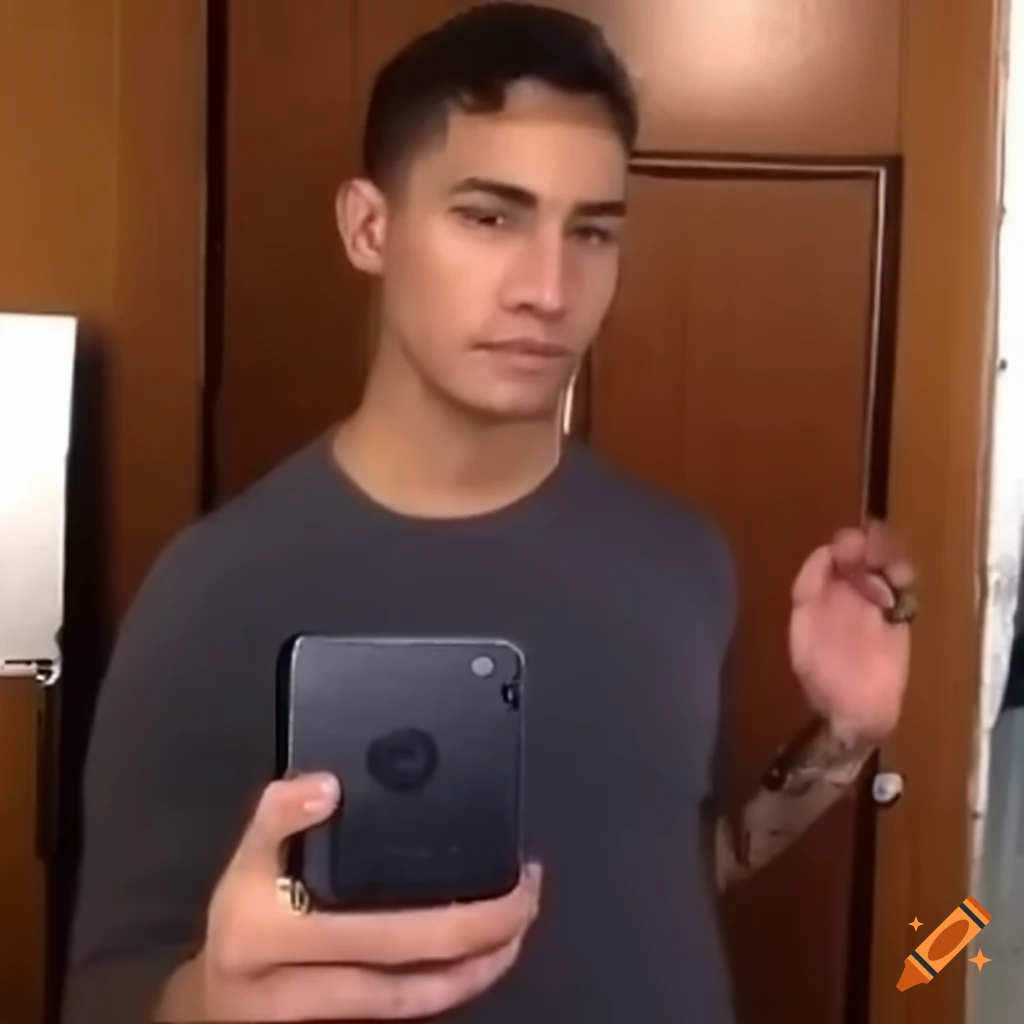 Manly masculine (racially ambiguous) guy, video cam, selfie on Craiyon