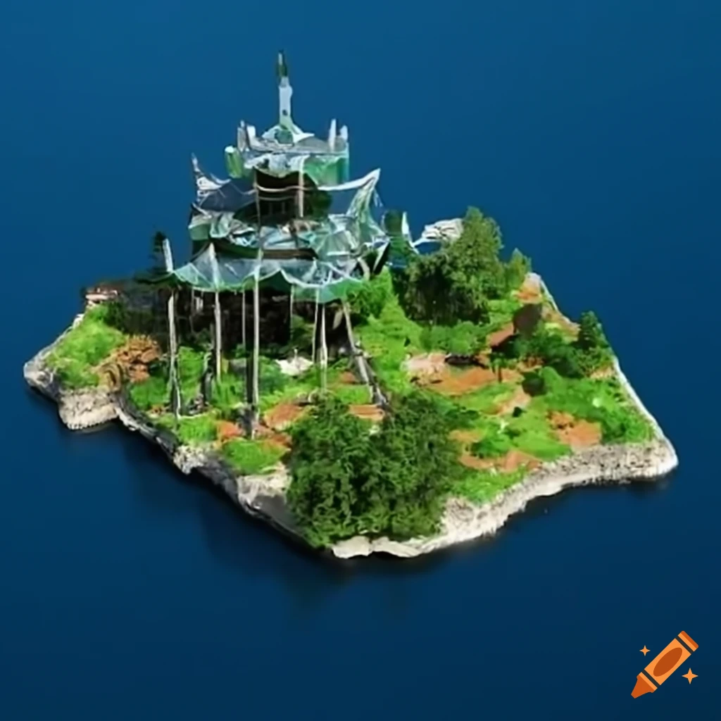 Interconnected floating islands on Craiyon