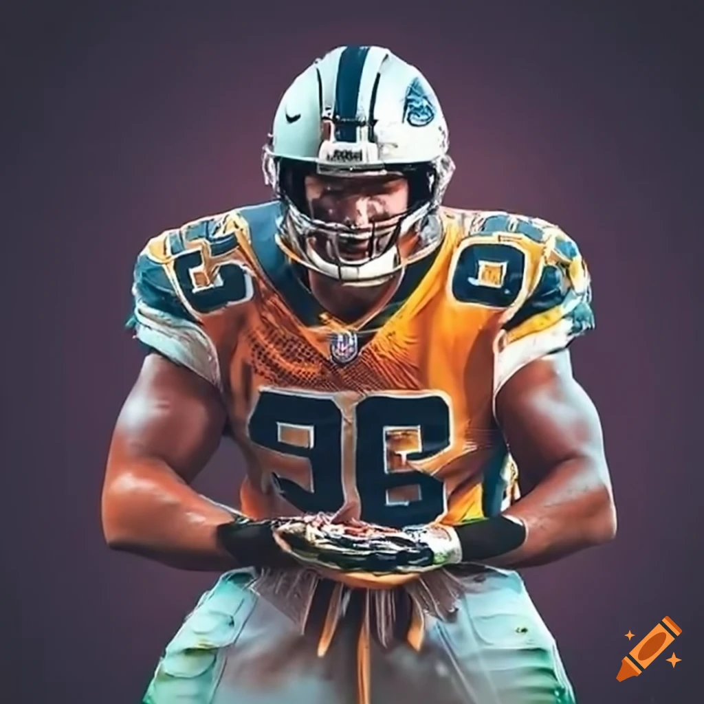 A determined nfl player going for a tackle with focus on the Other ...