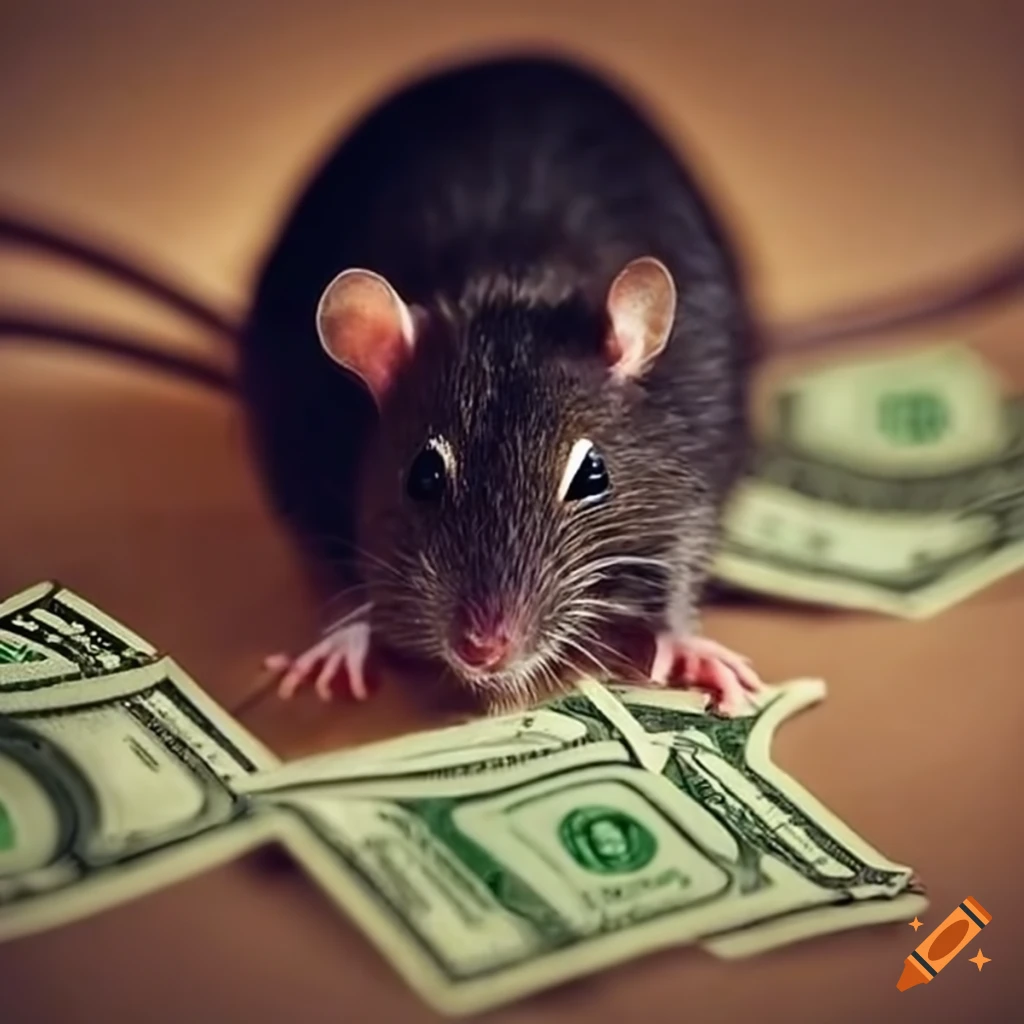 A rat with a dollar sign, symbolizing financial trouble on Craiyon
