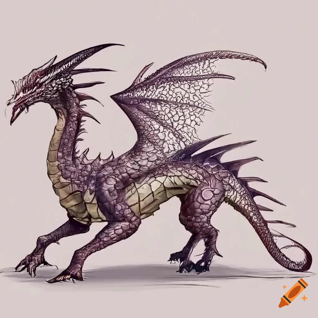 Dragon full length body, concept designs with side view, detailed ...
