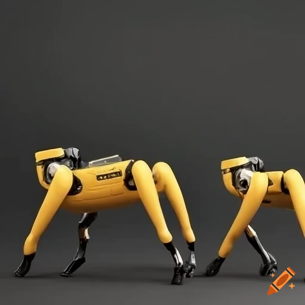 Two robot dog figurines, boston dynamics, high-resolution 4k