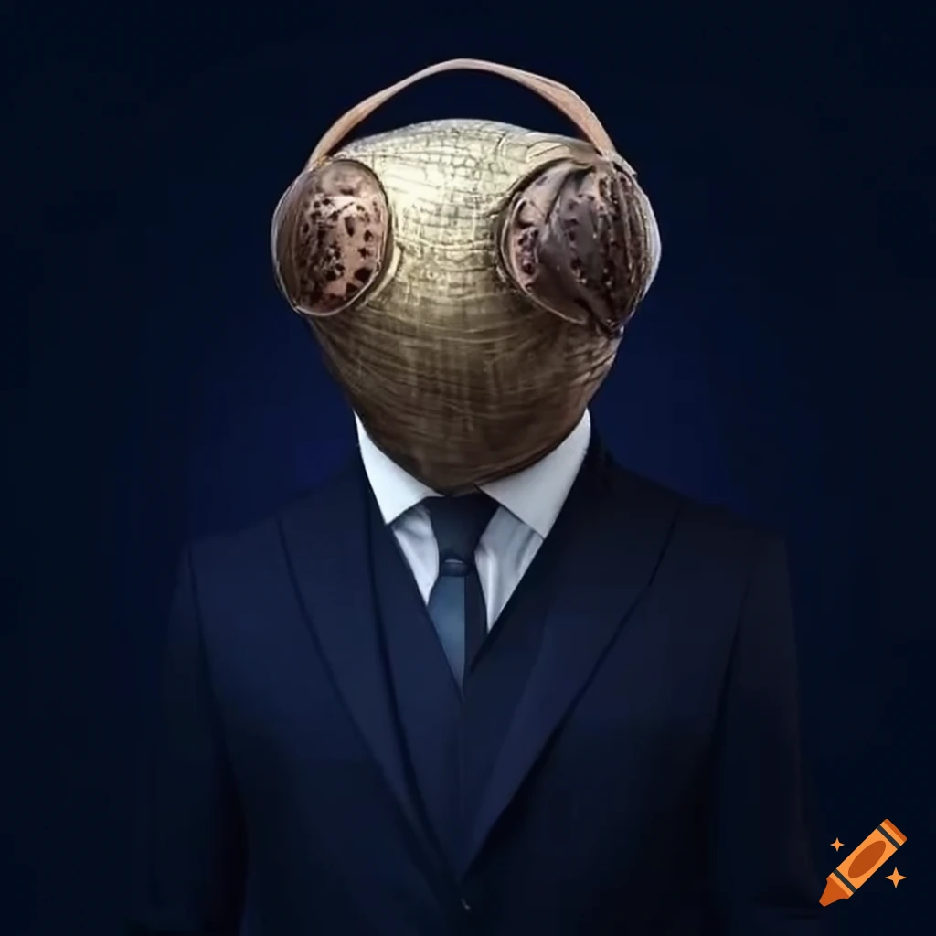 Business suit man with business suit case but his head is that of a ...