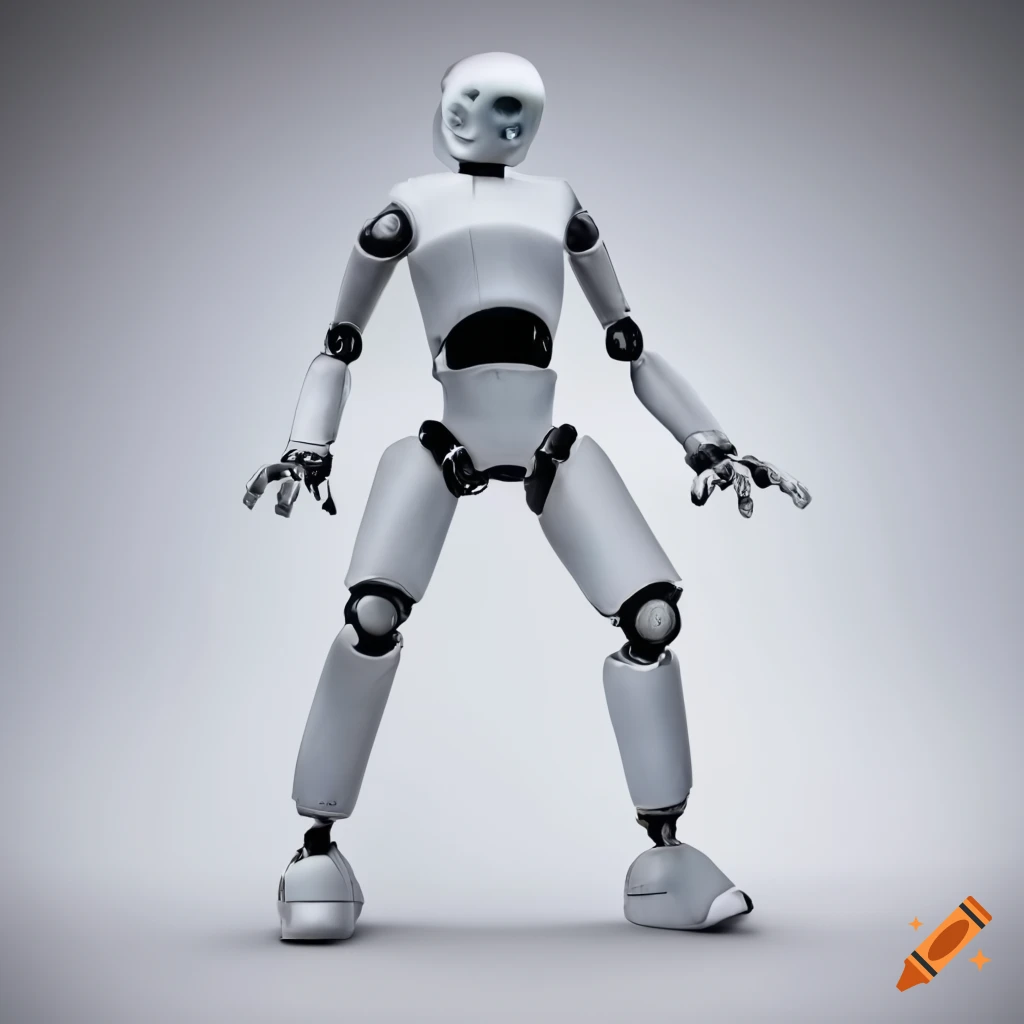 White robot standing