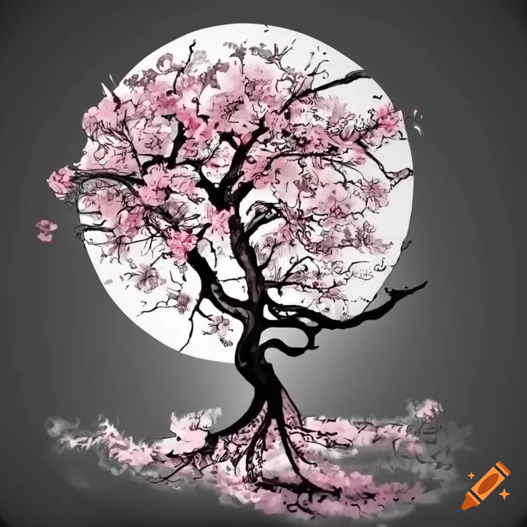 Japanese Cherry Blossom Tree Drawing