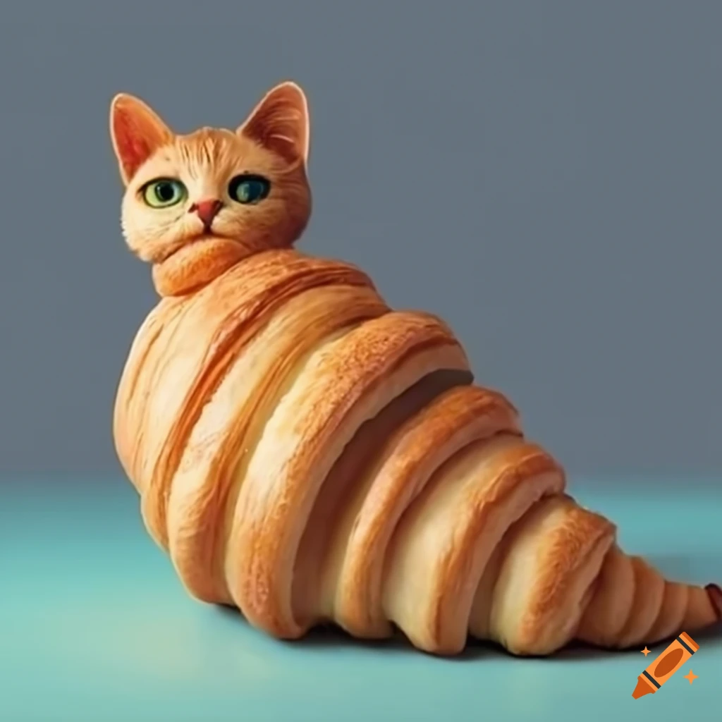 Croissant in cat shape on Craiyon
