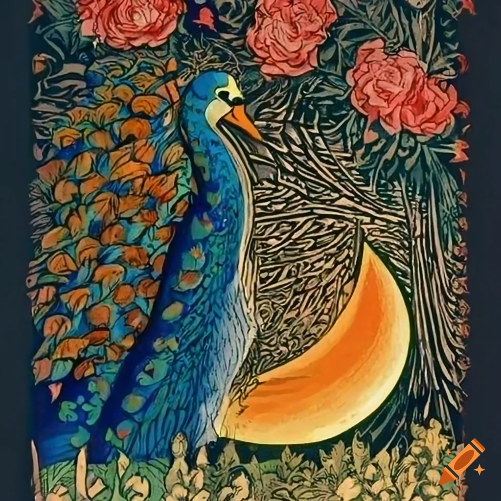 Kay Nielsen storybook illustration of a Swan in a Peacock Cloak, with ...