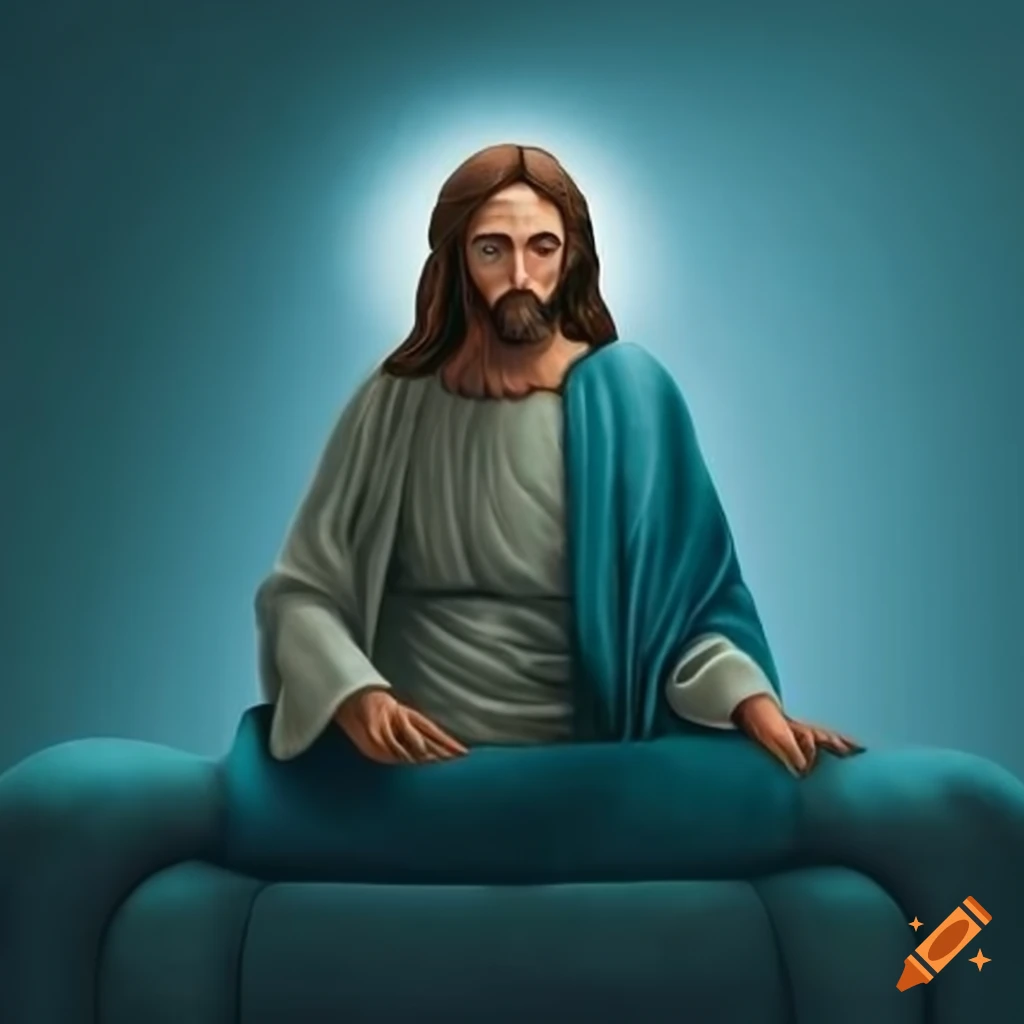 Jesus laying on a couch