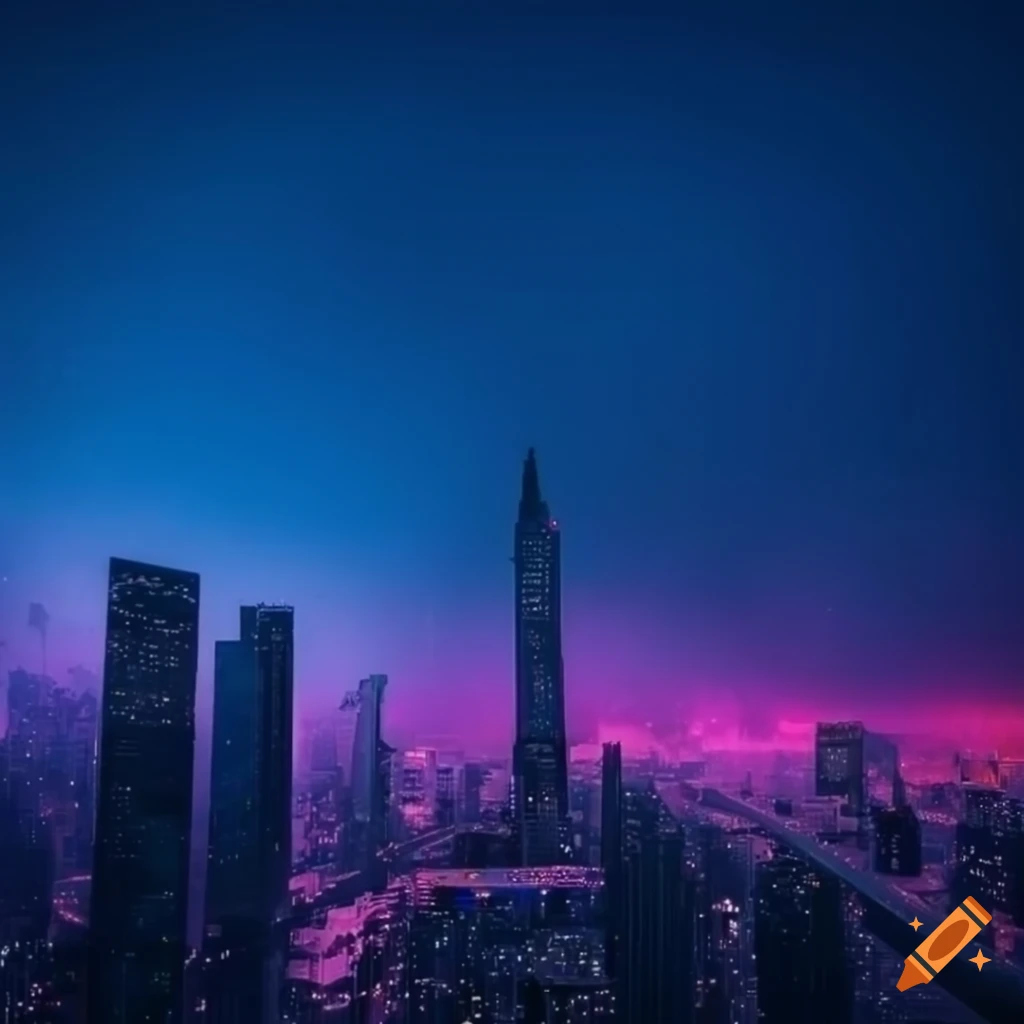 Cyberpunk city sky on Craiyon