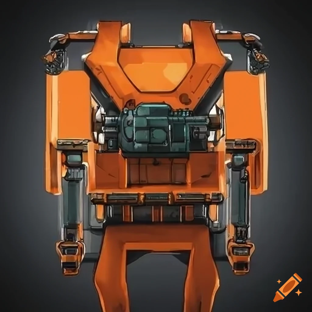 Orange mechanical military robot chest on Craiyon
