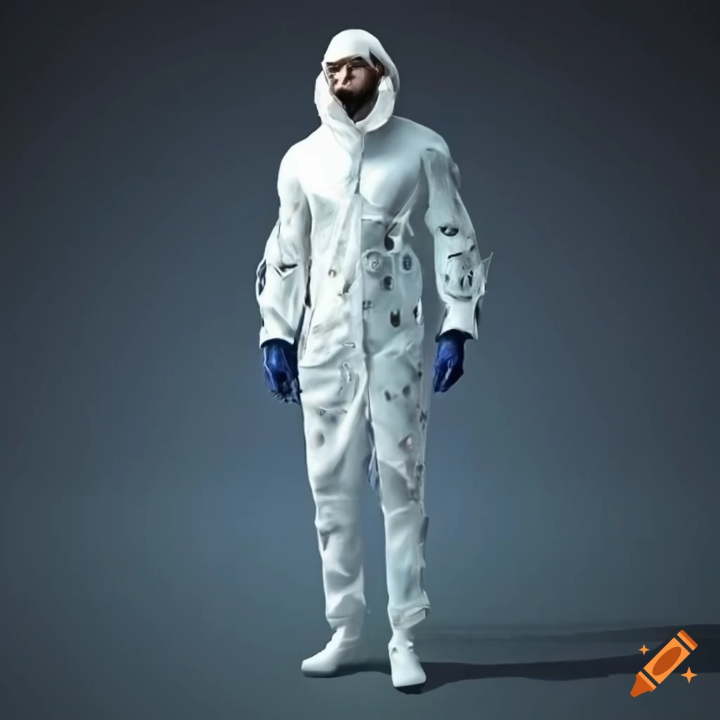 Man in white cosmic work outfit on Craiyon