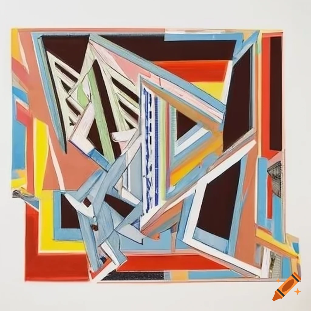 Drawings of geometric shapes with white background by frank stella