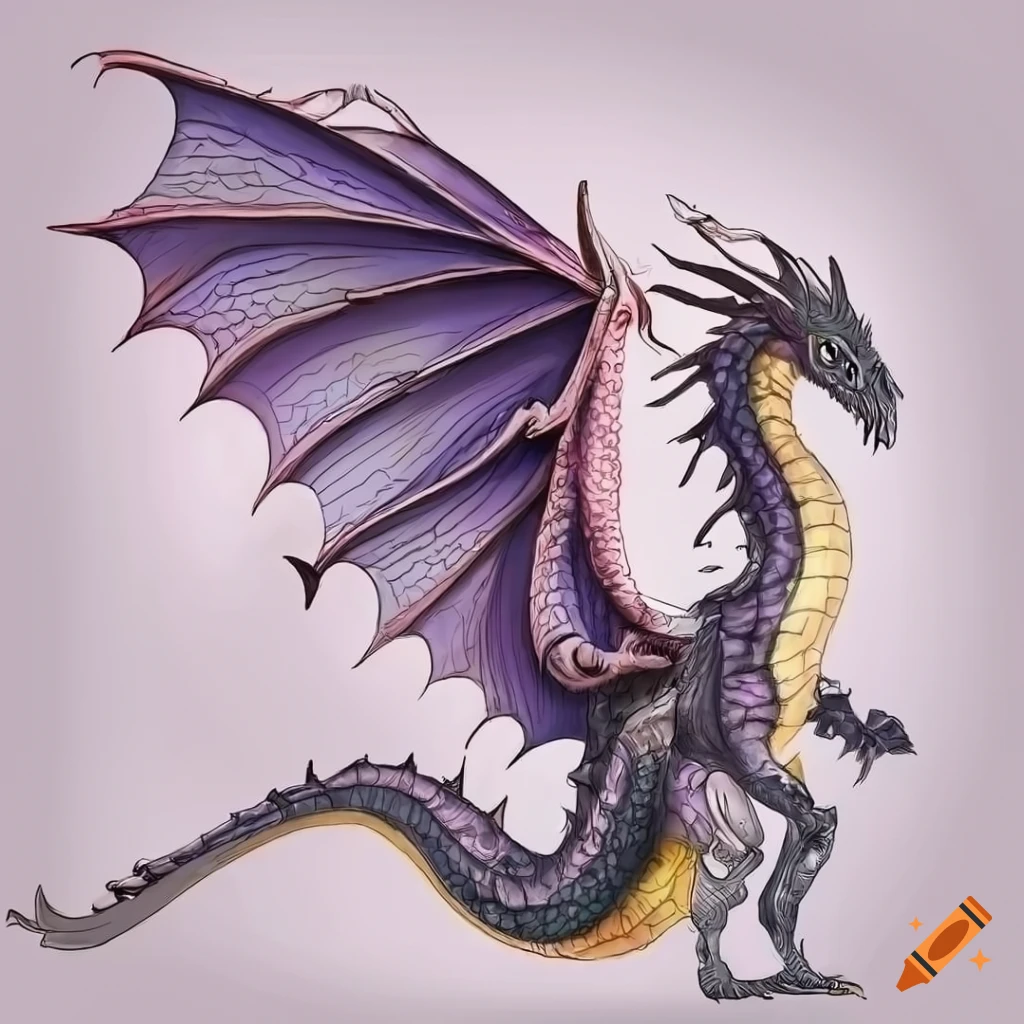 Dragon full length body, concept designs with side view, detailed ...