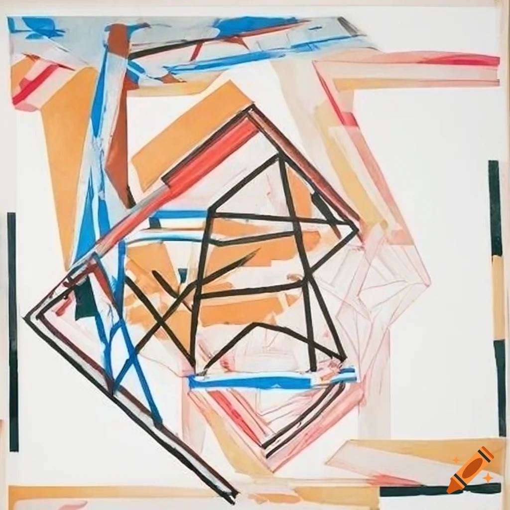 Drawings of geometric shapes with white background by frank stella on ...