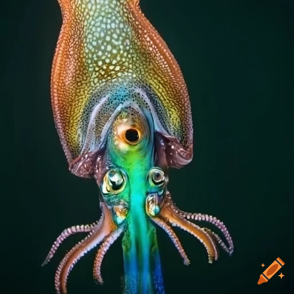 An animal half peacock half squid on Craiyon