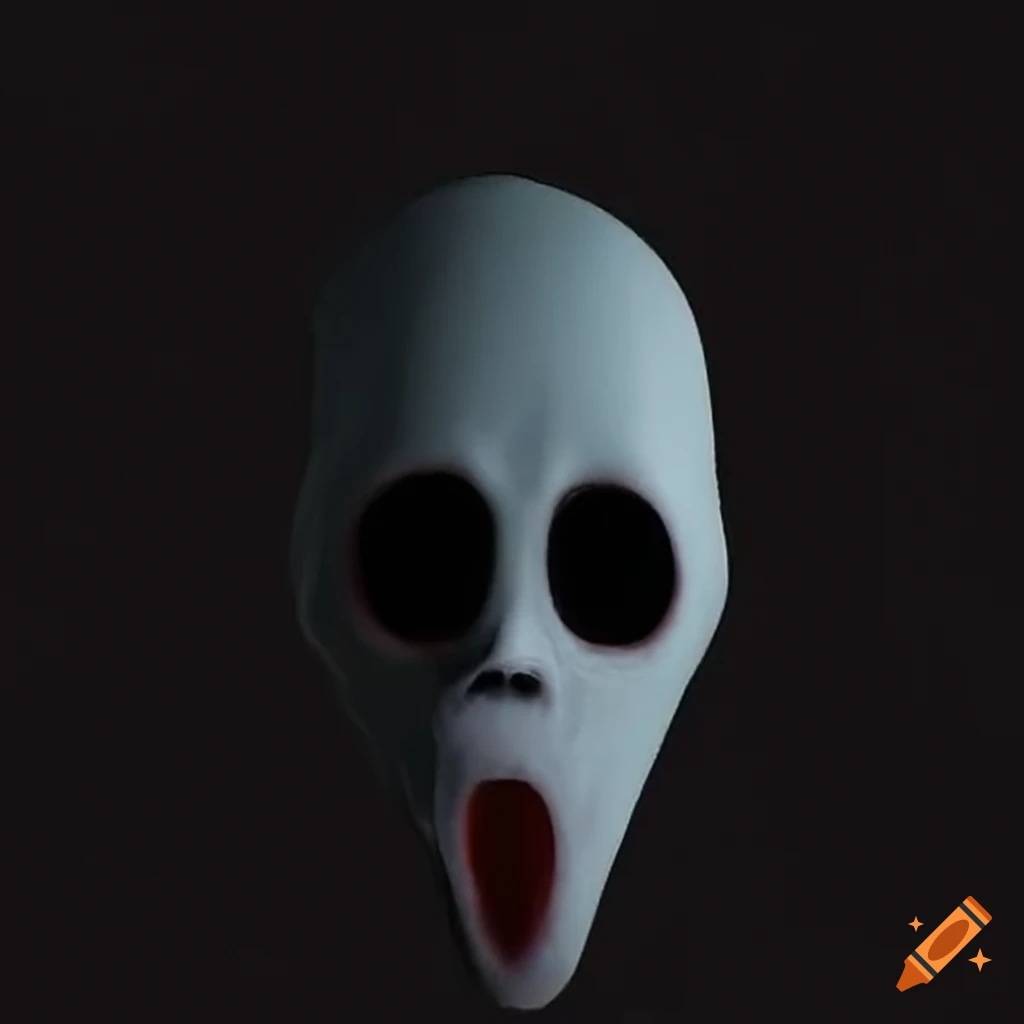 Scary ghost with open mouth with no eyes and small nose on Craiyon