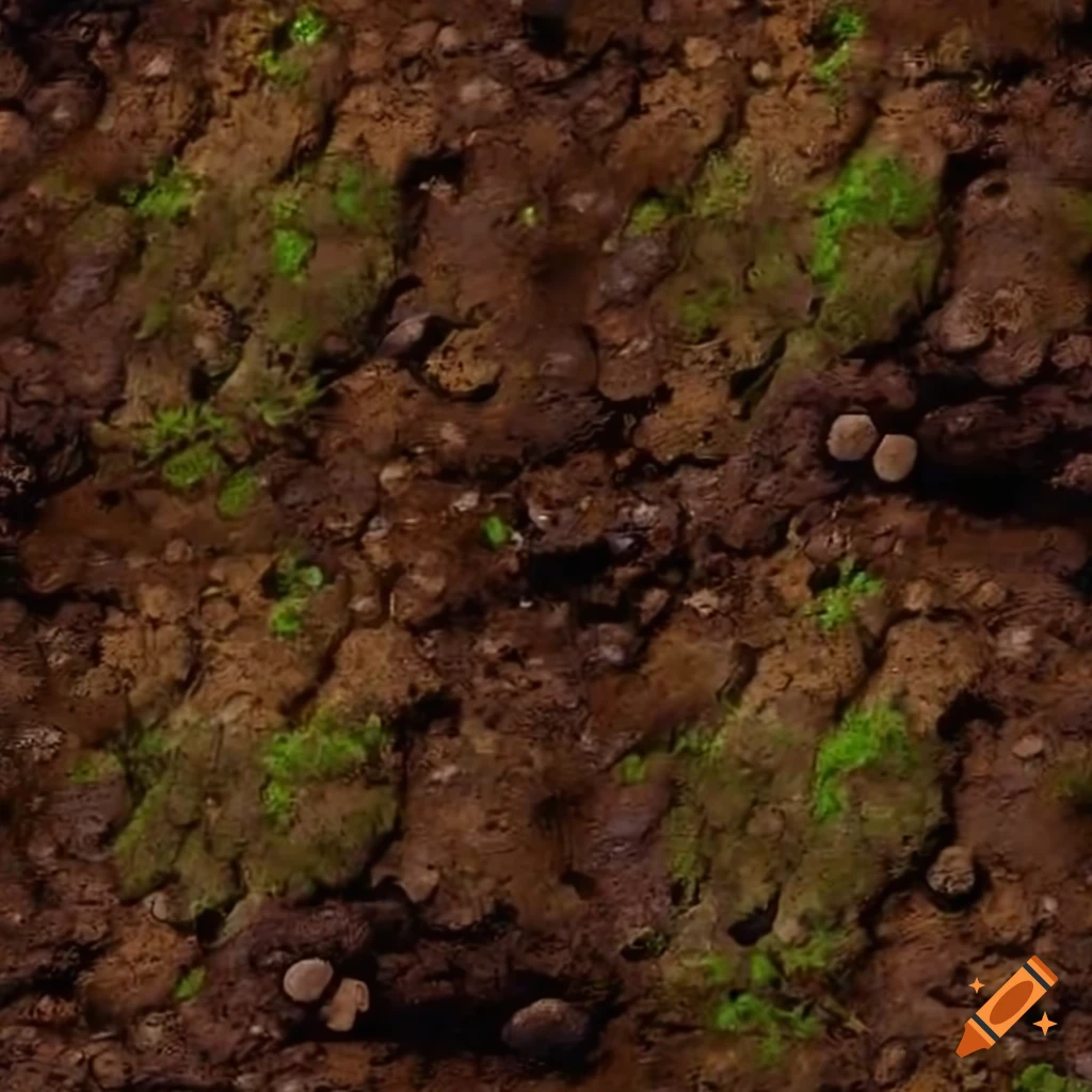 Videogame texture dirty ground in different shades of brown with green gras