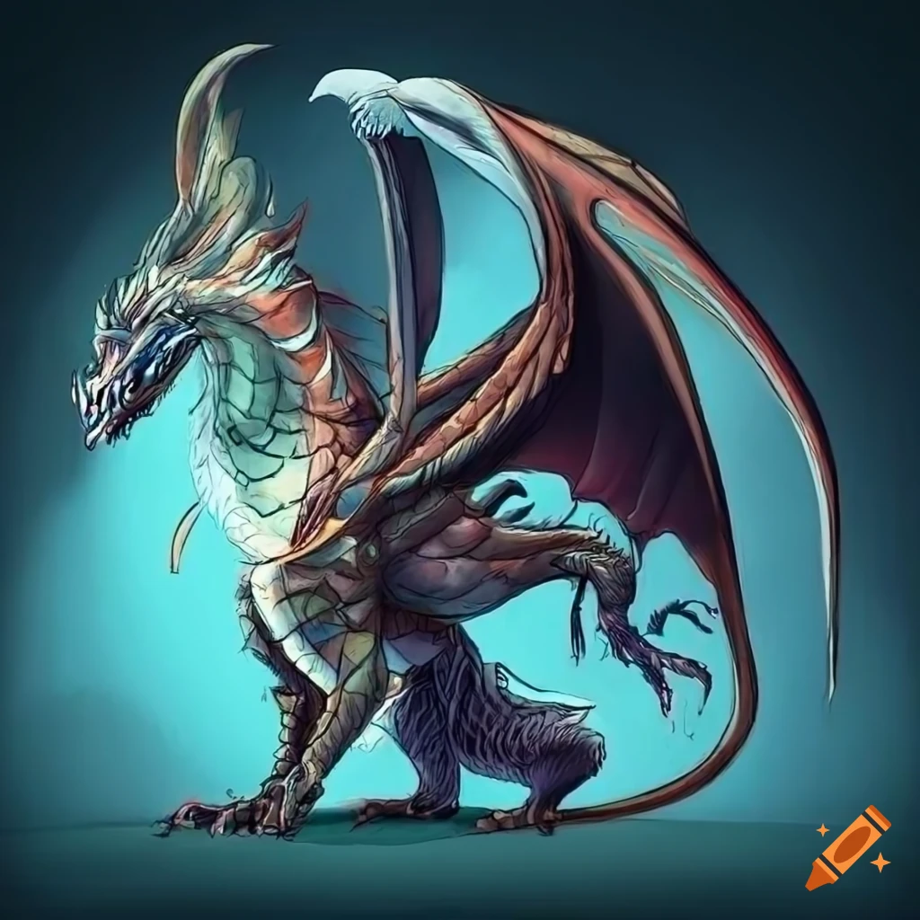 Dragon full length body, concept designs with side view, detailed ...