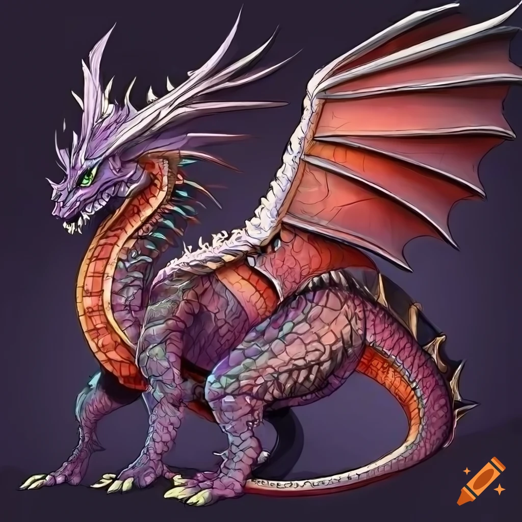Dragon full length body, concept designs with side view, detailed ...