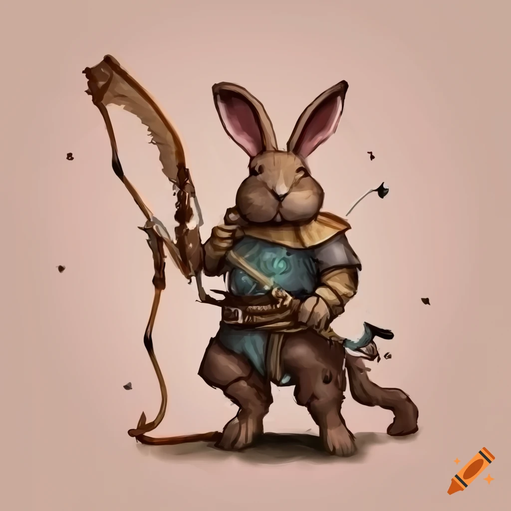 Dnd rabbit holding a longbow