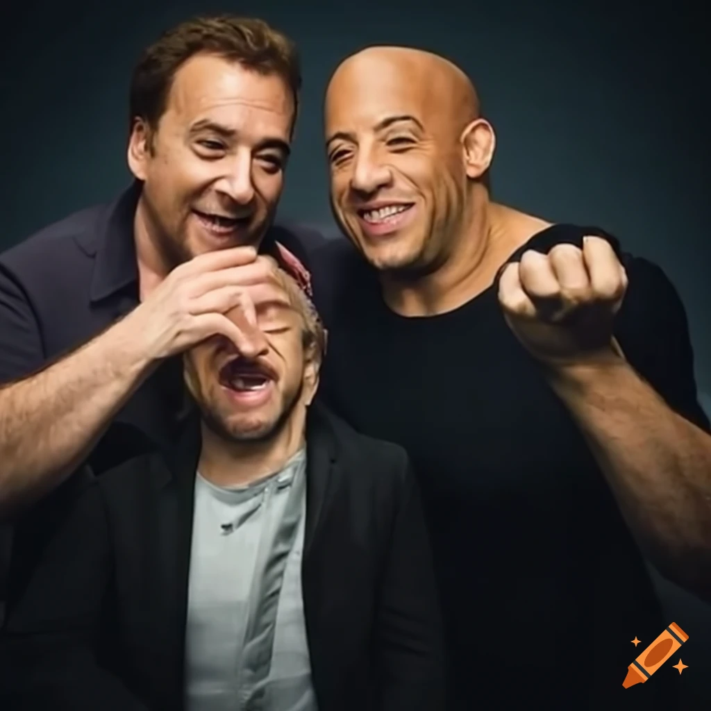 Vin Diesel, Nic Cage, and Danny McBride are having fun together on Craiyon