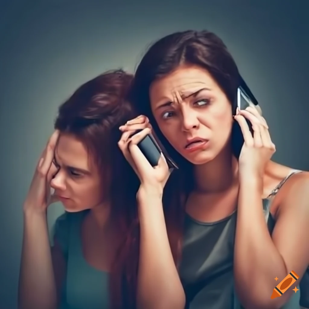 Friends having a worried conversation over the phone on Craiyon