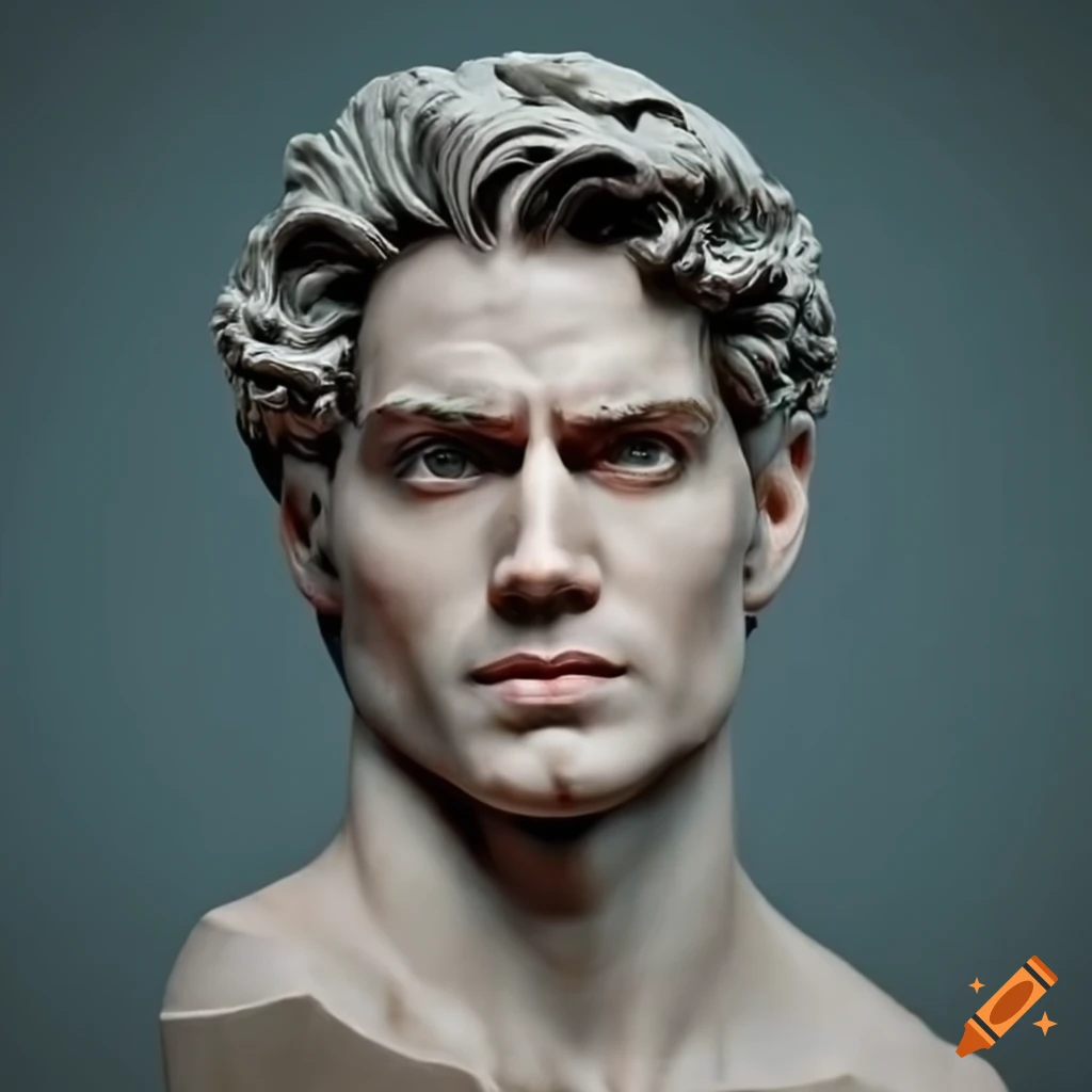 Henry cavill, greek bust, michelangelo's david on Craiyon