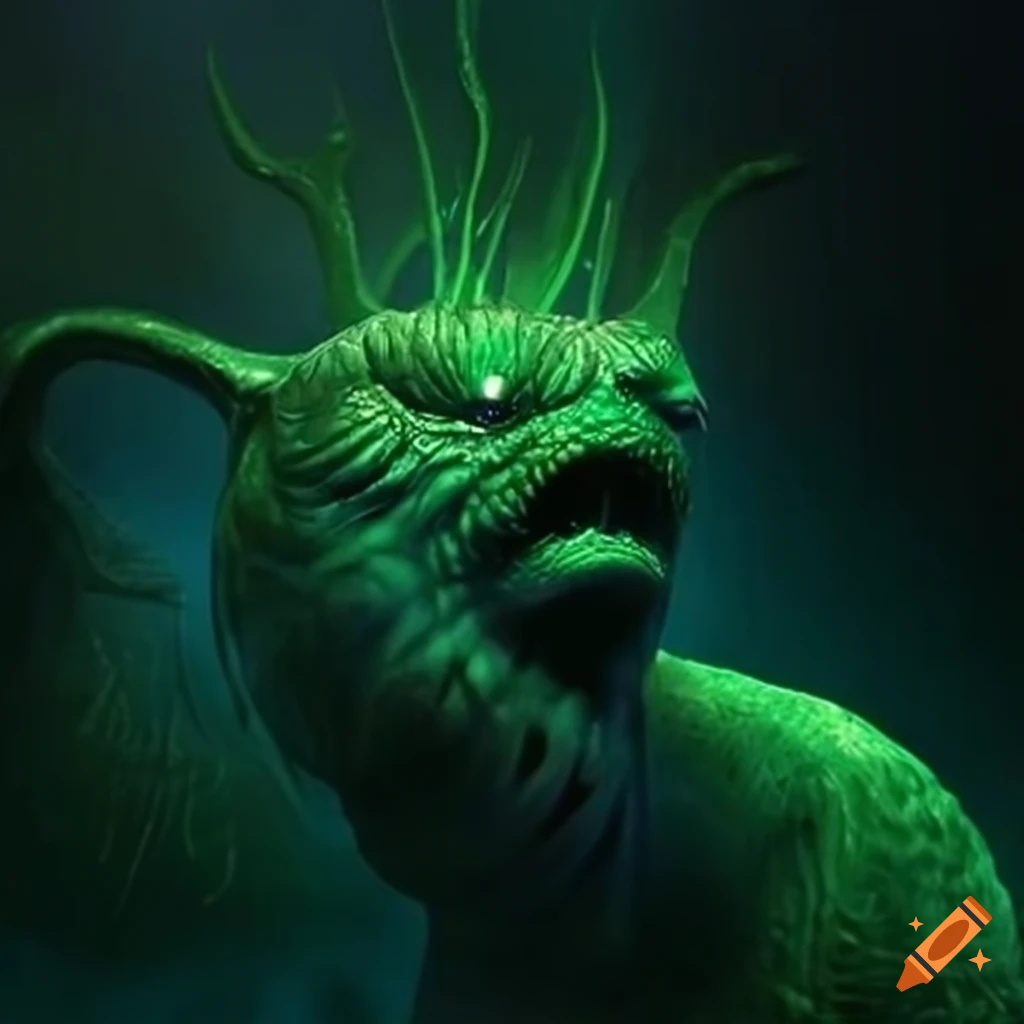 A bizarre creature spawned in a green abyss
