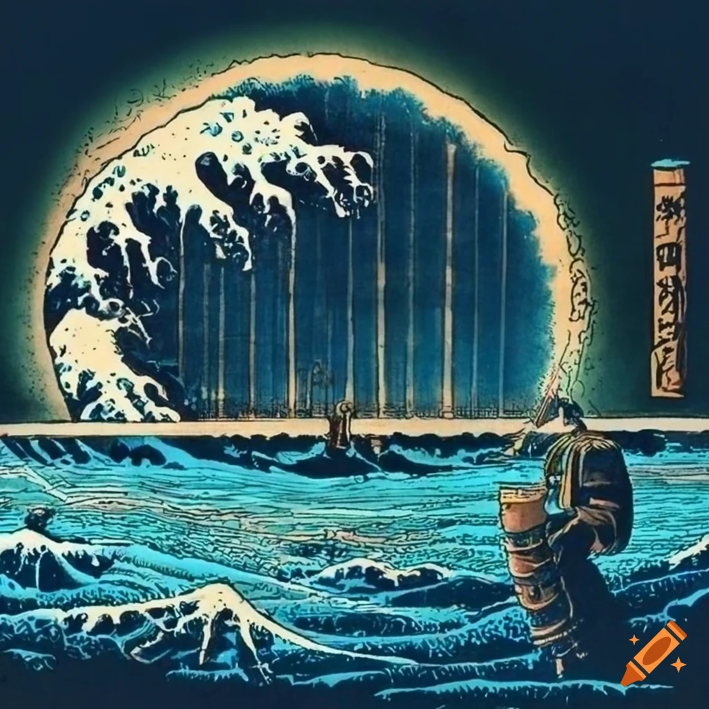 Art inspired by bioshock by hokusai japanese woodblock highly accurate