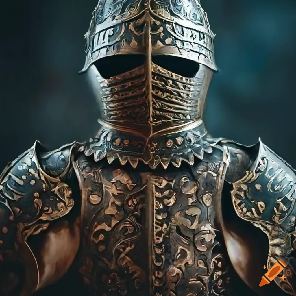 Intricate floral engravings lord king armor, lord of the rings on Craiyon