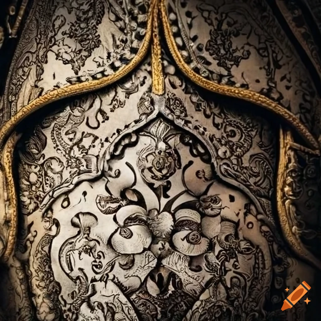 Intricate floral engravings lord armor